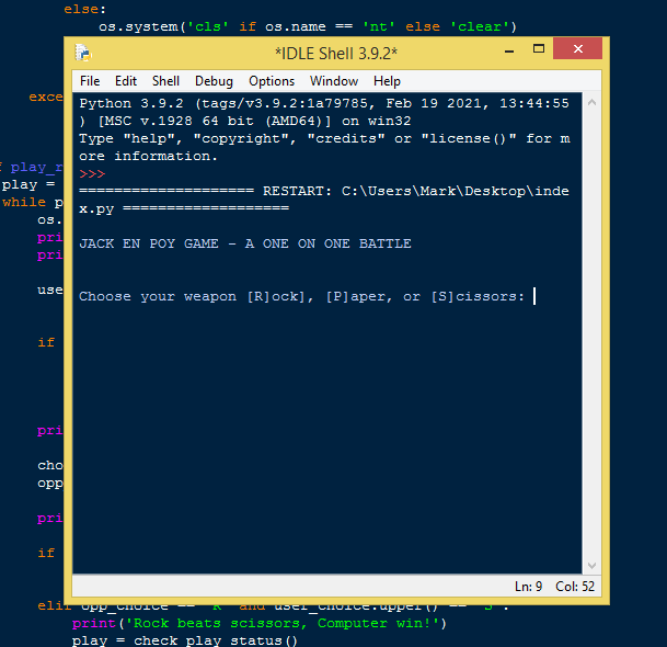 Simple Jack En Poy Game In Python Free Source Code Sourcecodester